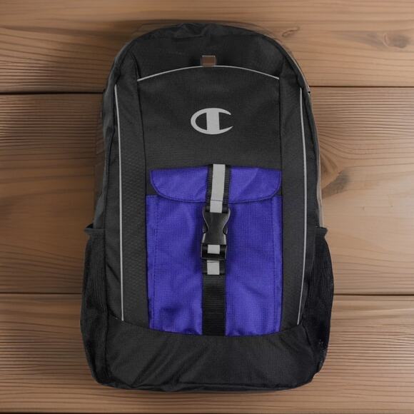 Champion | Bags | Champion Brand Backpack Black Royal Blue Reflective ...